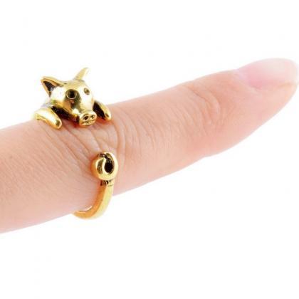 Fashion Cute Silver Pig Ring Adjustable Knuckle Ring on Luulla