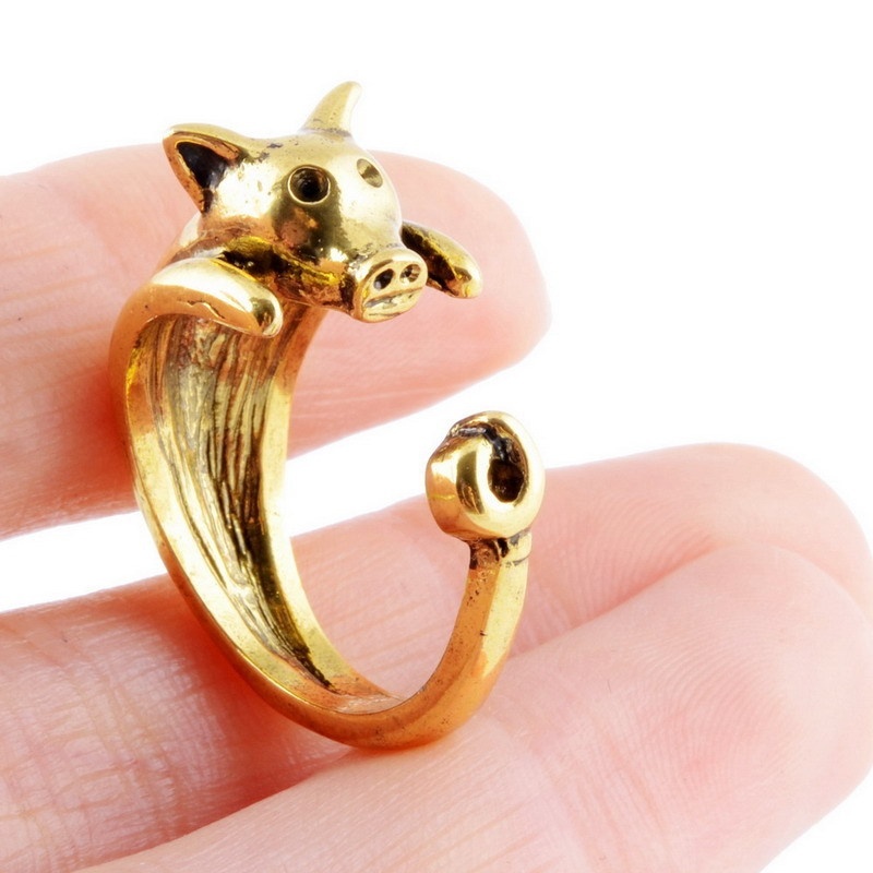 Fashion Cute Silver Pig Ring Adjustable Knuckle Ring on Luulla