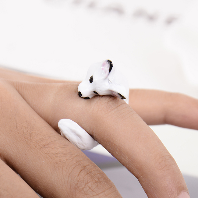 Cute White Fox Wrap Ring, Animal Rings on Luulla